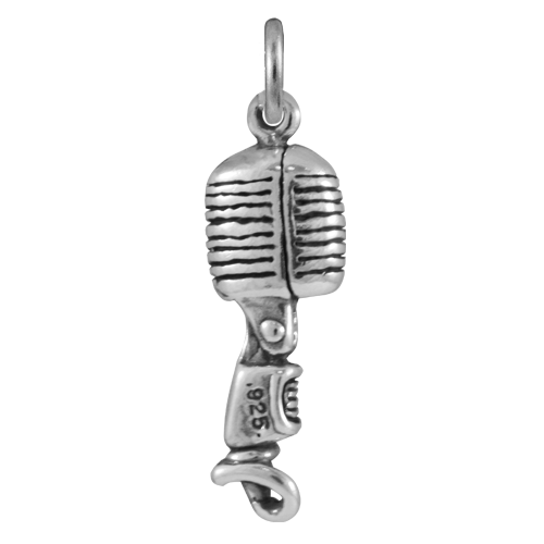 Sterling Silver Classic Microphone Charm | TheCharmWorks